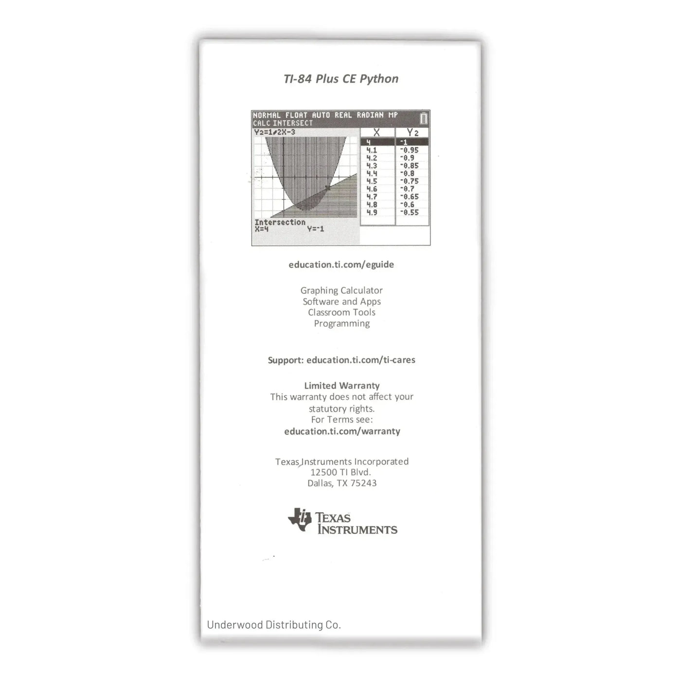 Texas Instruments Graphing Calculator Replacement Quick Reference Guid