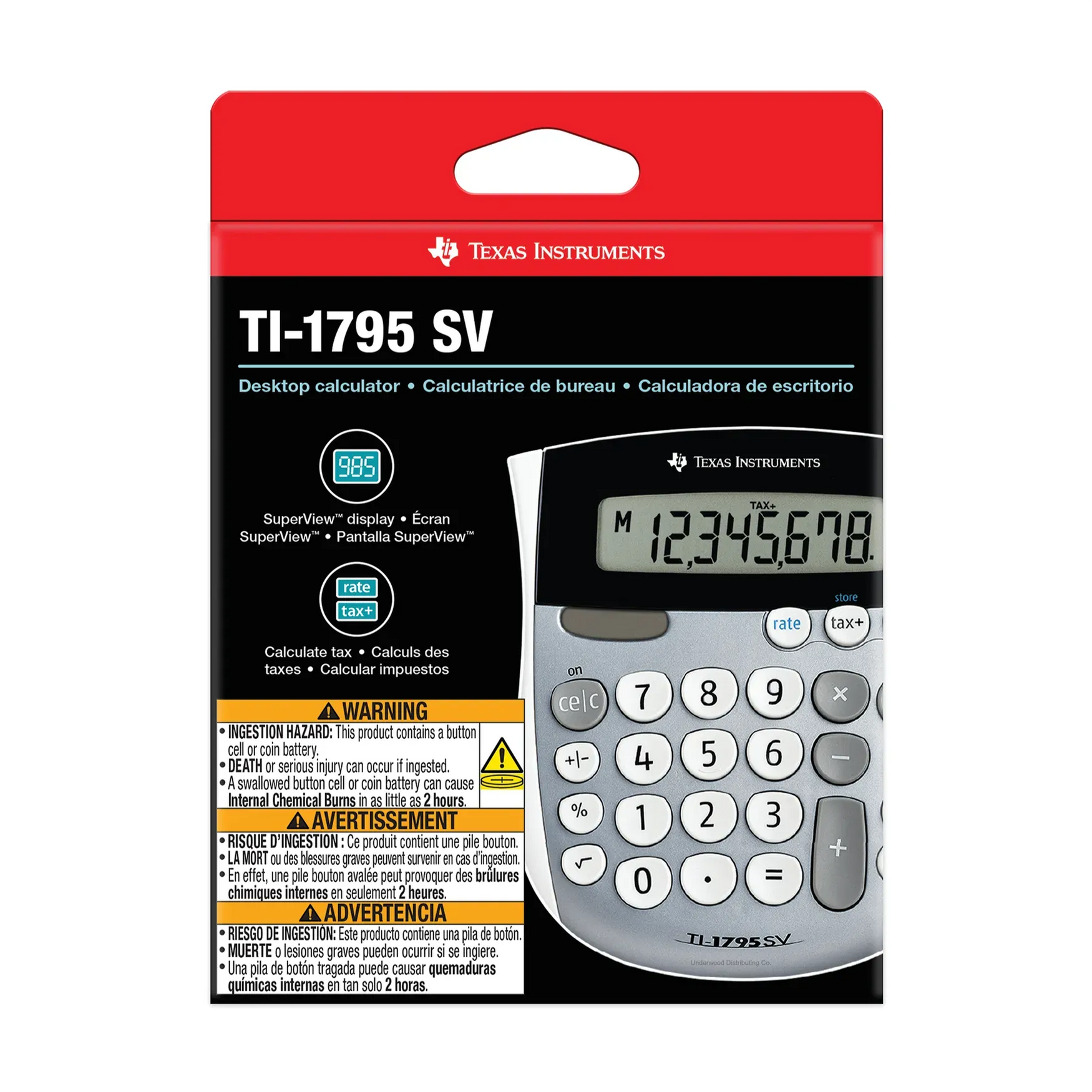 Texas Instruments TI-1795 SV Basic Calculator