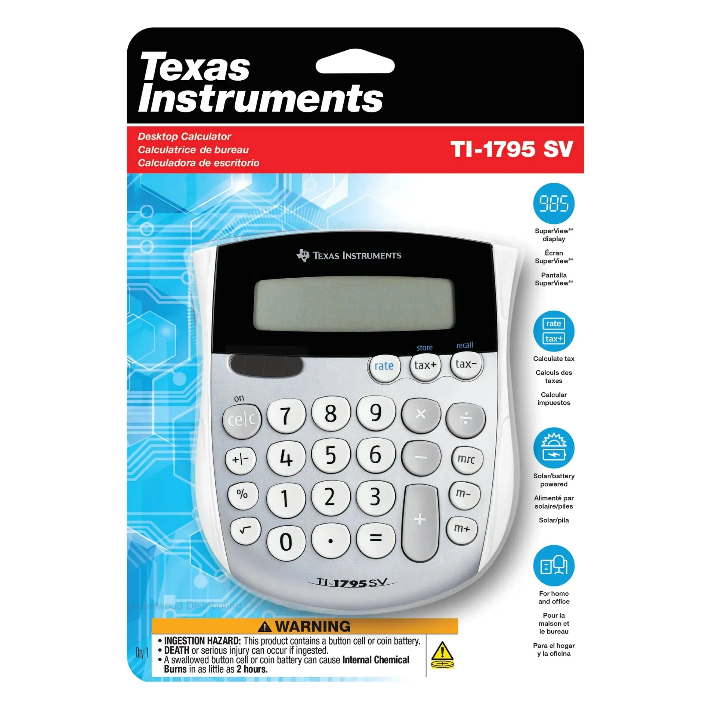 Texas Instruments TI-1795 SV Basic Calculator