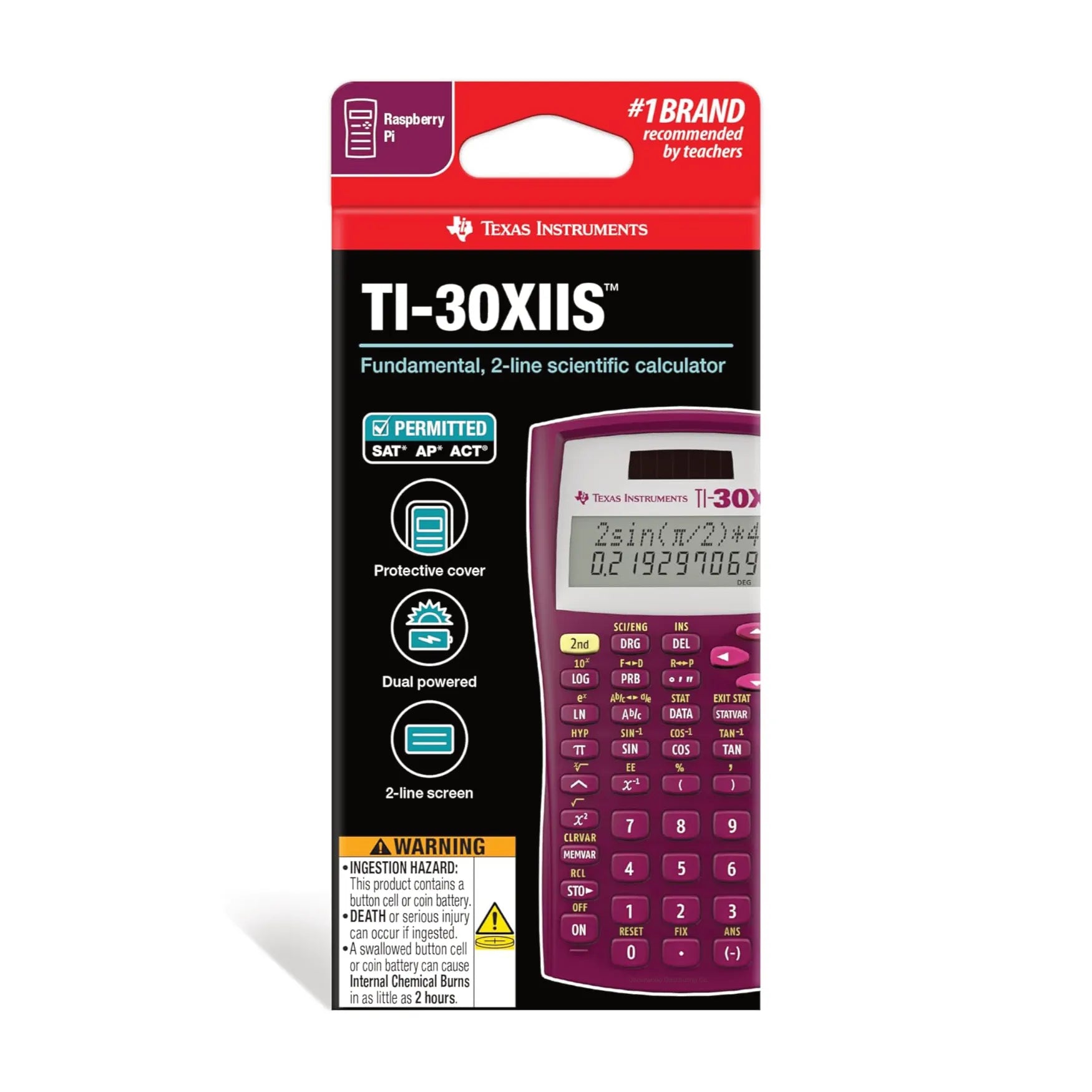 Texas Instruments® TI-30XIIS™ Scientific Calculator - Raspberry