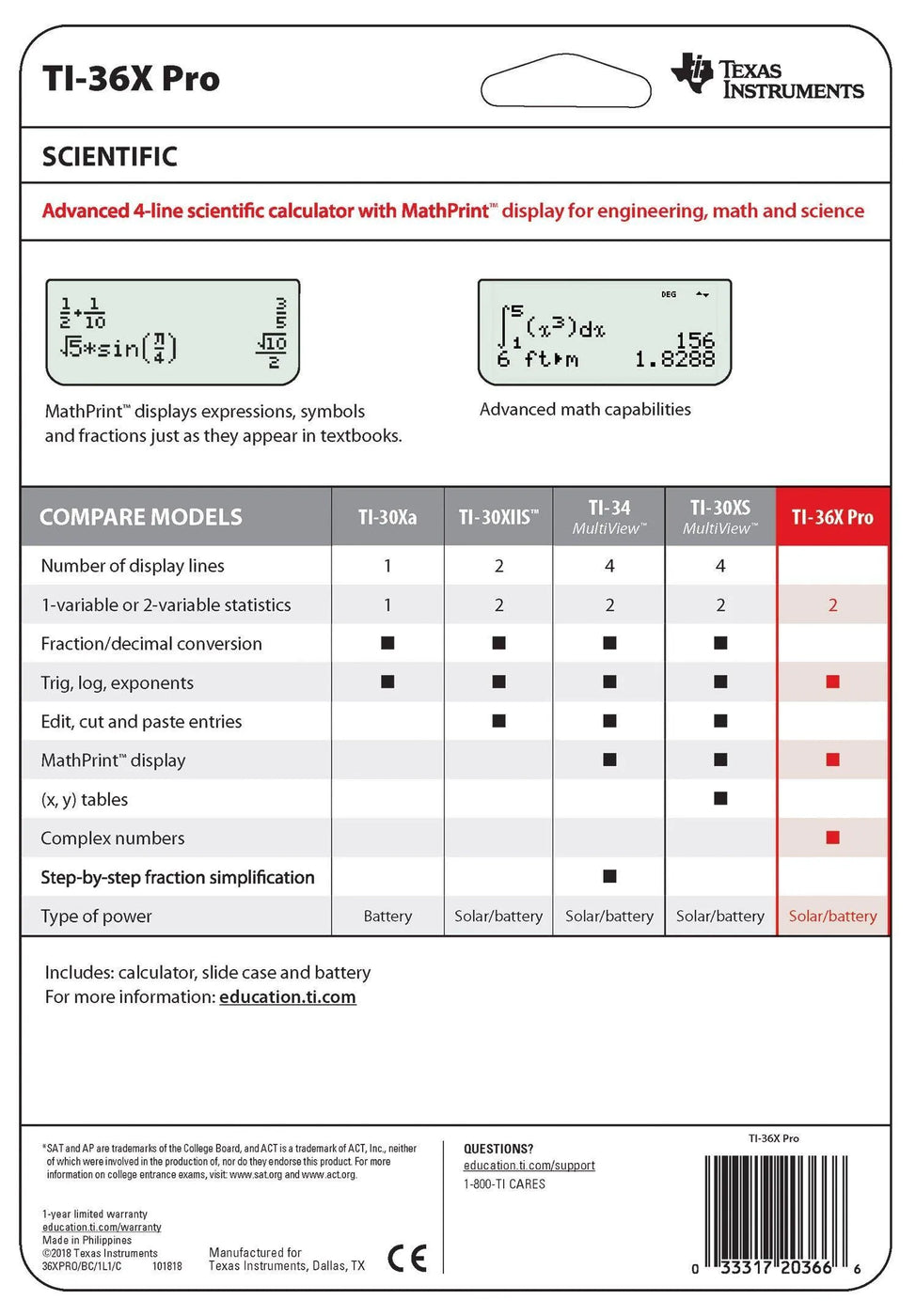 TI-36X Pro Scientific Calculator by Texas Instruments