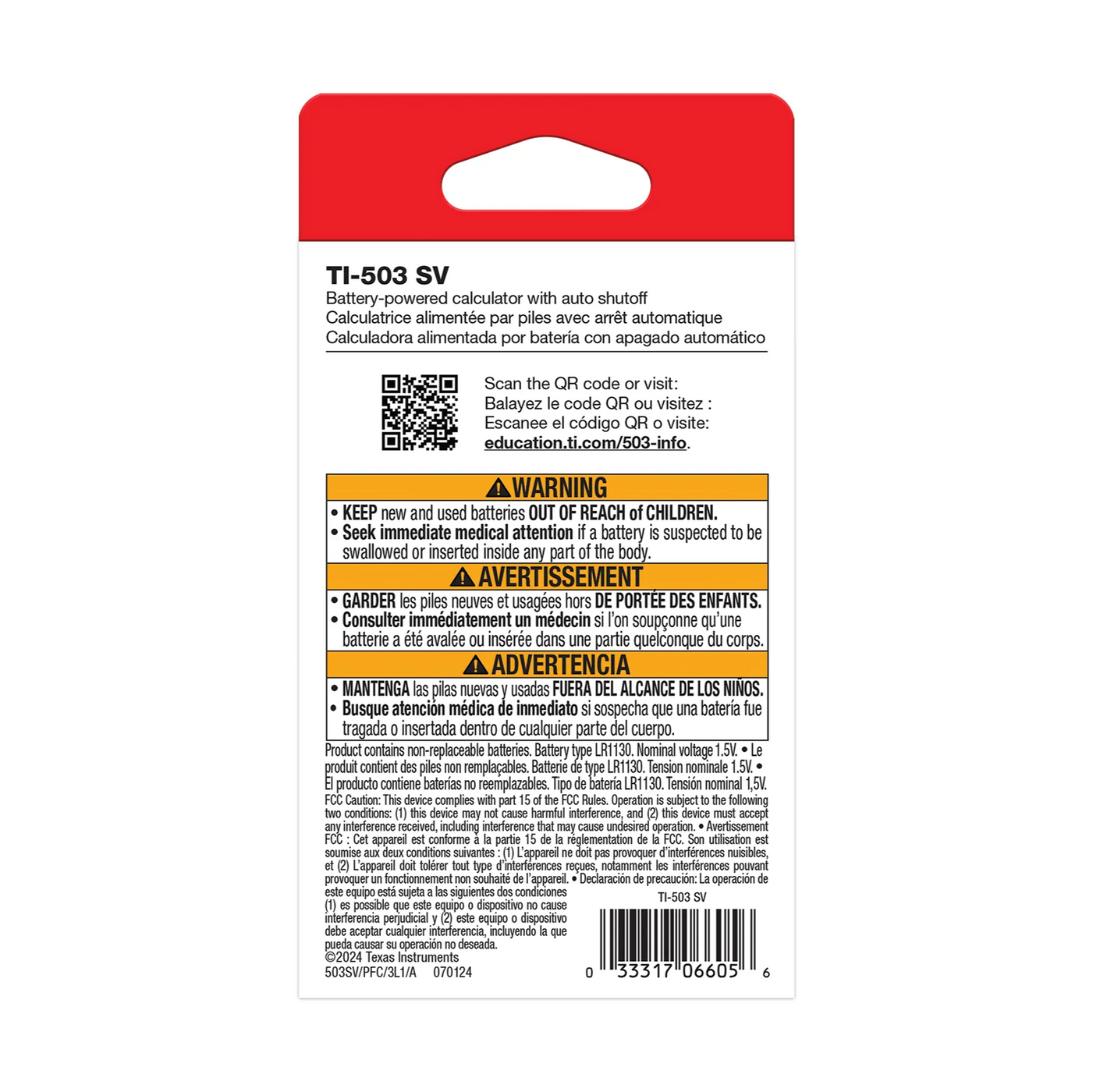 Texas Instruments TI-503 SV Basic Calculator